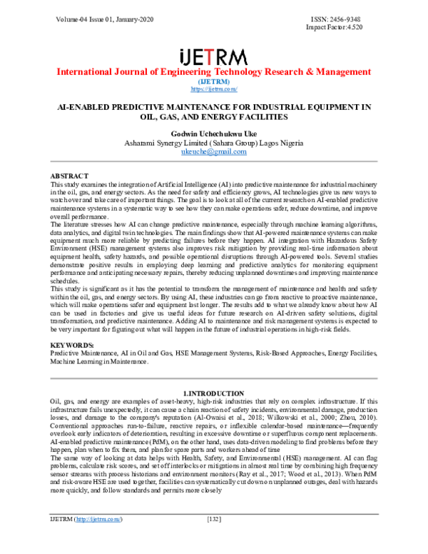 (PDF) AI-ENABLED PREDICTIVE MAINTENANCE FOR INDUSTRIAL EQUIPMENT IN OIL ...