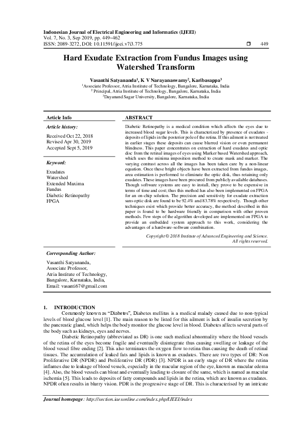 (PDF) Hard Exudate Extraction from Fundus Images using Watershed Transform