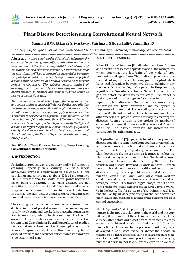 (PDF) Plant Disease Detection Using Convolutional Neural Network