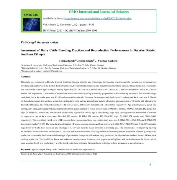 (PDF) Assessment of Dairy Cattle Breeding Practices and Reproduction ...