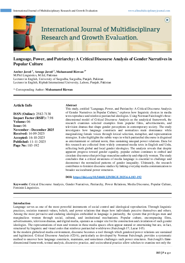 (PDF) Language, Power, and Patriarchy: A Critical Discourse Analysis of ...