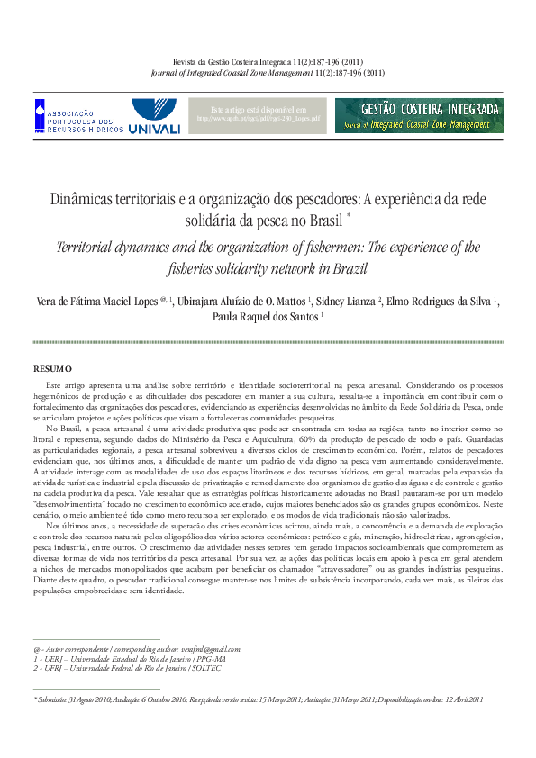 (PDF) Dinâmicas territoriais e a organização dos pescadores: A ...