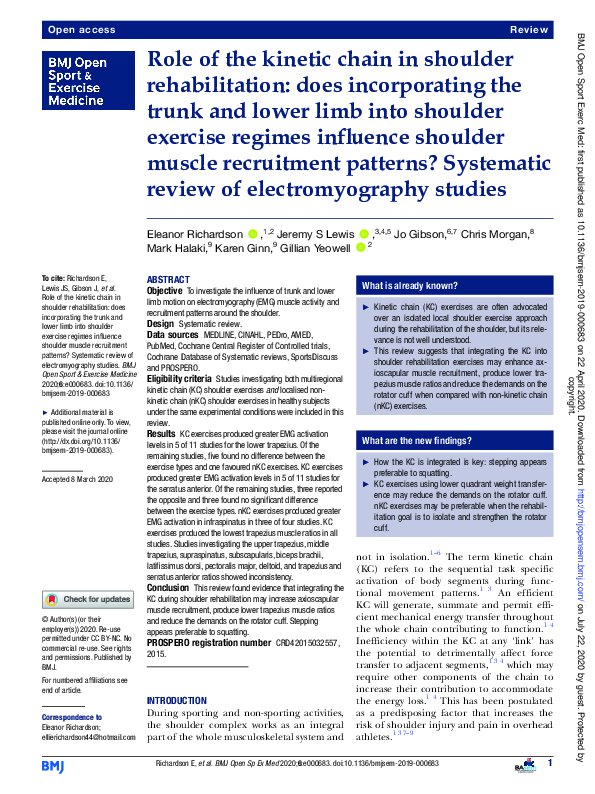 (PDF) Role of the kinetic chain in shoulder rehabilitation: does ...