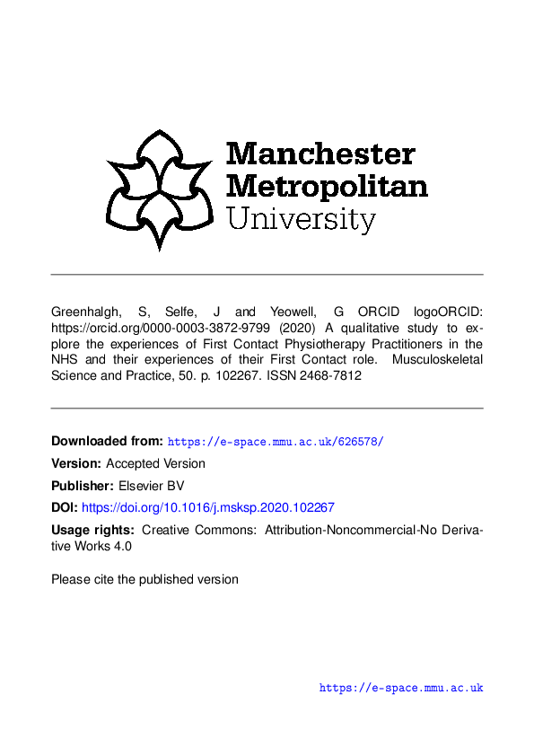 (PDF) A qualitative study to explore the experiences of first contact ...