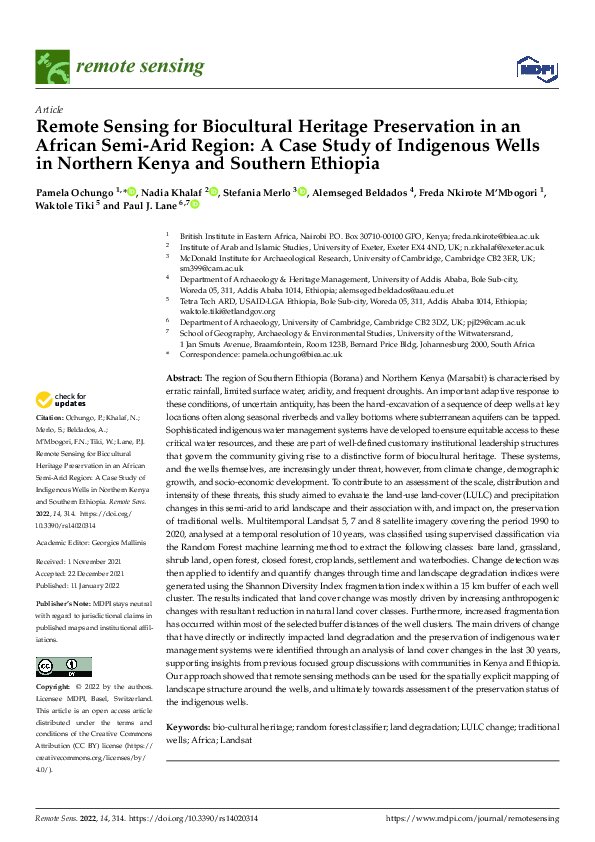 (PDF) Remote Sensing for Biocultural Heritage Preservation in an African Semi-Arid Region: A ...