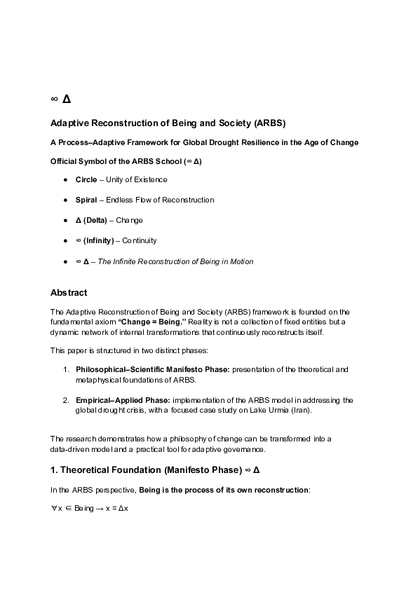 (PDF) Adaptive Reconstruction of Being and Society (ARBS): A Process ...