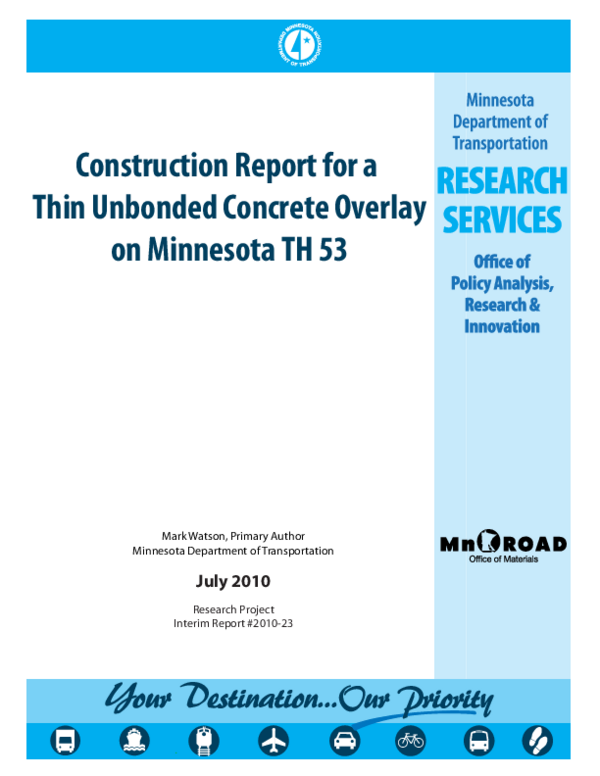 (PDF) Construction Report for a Thin Unbonded Concrete Overlay on ...