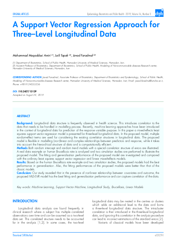 (PDF) A Support Vector Regression Approach for Three–Level Longitudinal ...