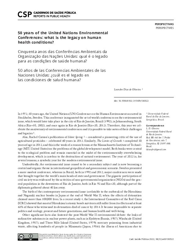 (PDF) 50 years of the United Nations Environmental Conferences: what is ...