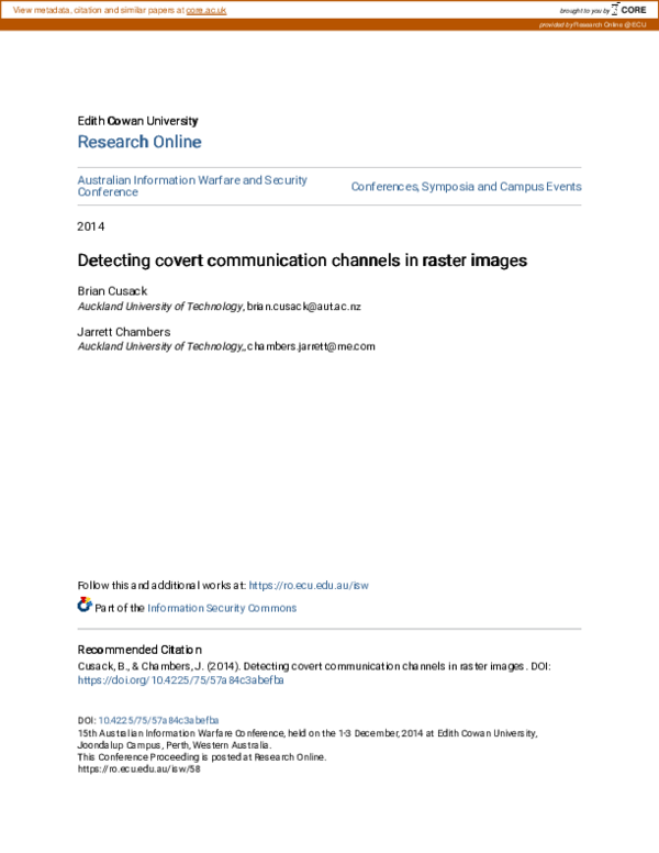 (PDF) Detecting covert communication channels in raster images