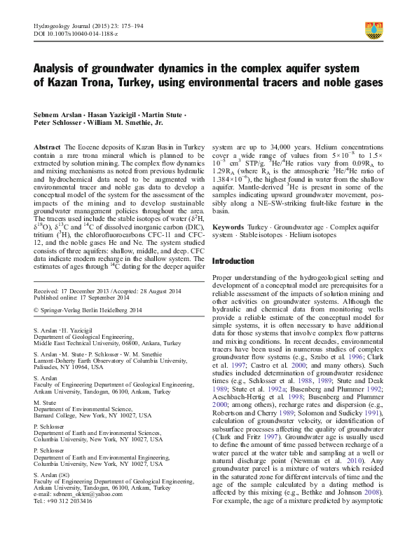 (PDF) Analysis of groundwater dynamics in the complex aquifer system of ...
