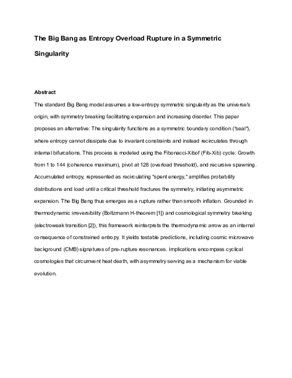 (PDF) The Big Bang as Entropy Overload Rupture in a Symmetric Singularity