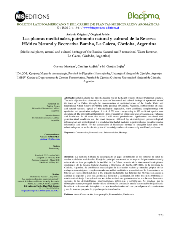 (PDF) Medicinal plants, natural and cultural heritage of the Bamba ...