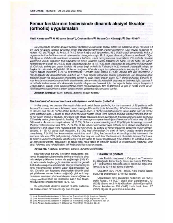 (PDF) The treatment of femoral fractures with dynamic external fixator ...