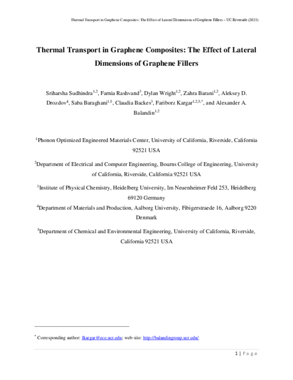 (PDF) Thermal Transport in Graphene Composites: The Effect of Lateral ...