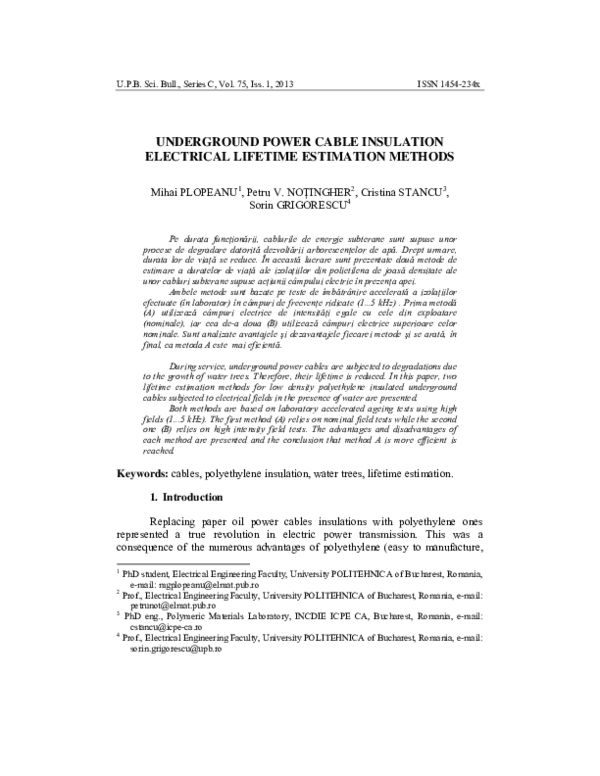 (PDF) Underground Power Cable Insulation Electrical Lifetime Estimation ...