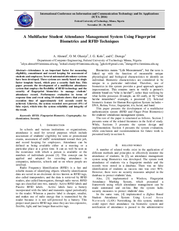 (PDF) A Multifactor Student Attendance Management System Using Fingerprint Biometrics and RFID ...