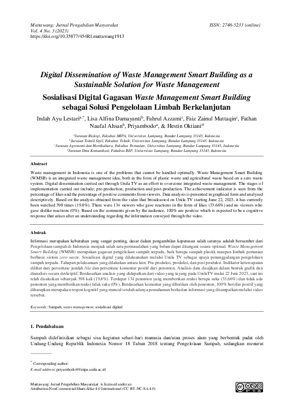 (PDF) Digital Dissemination of Waste Management Smart Building as a ...