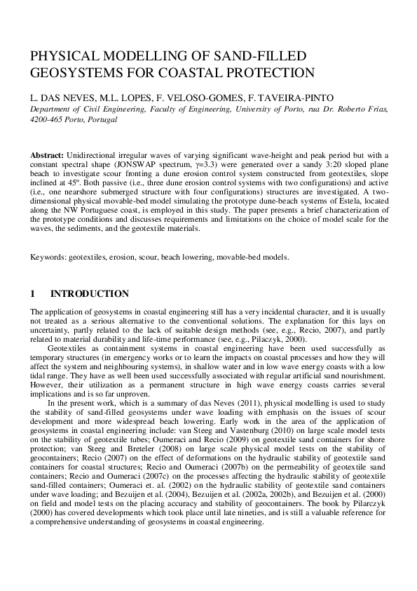 (PDF) Physical modelling of san-filled geosystems for coastal protection