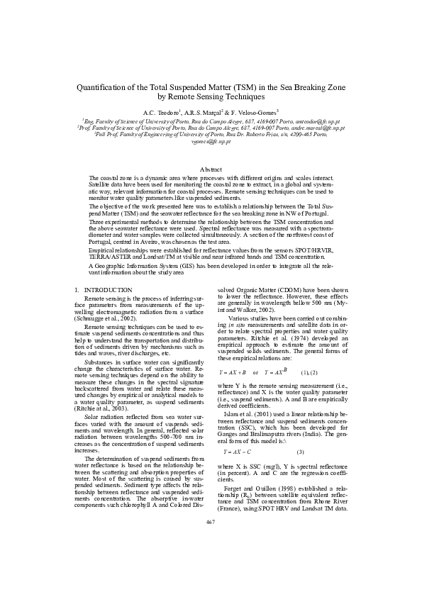 (PDF) Quantification of the Total Suspended Matter (TSM) in the Sea ...