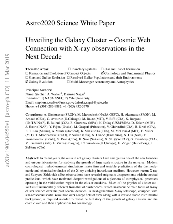 (PDF) Unveiling the Galaxy Cluster - Cosmic Web Connection with X-ray ...