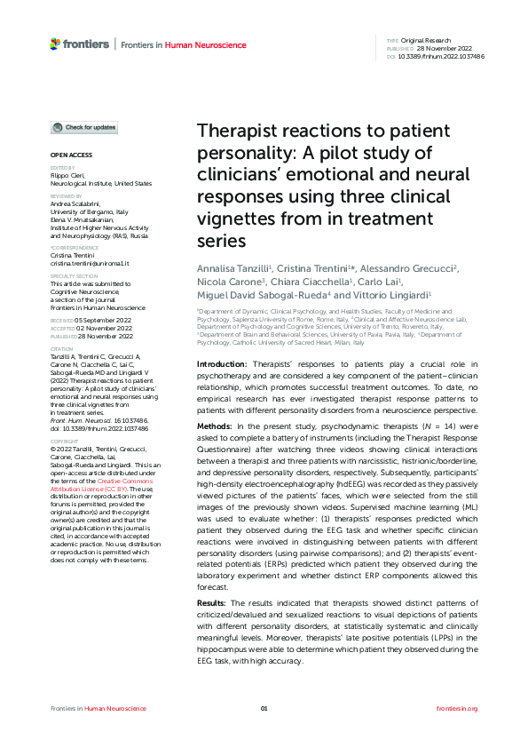 (PDF) Therapist reactions to patient personality: A pilot study of ...