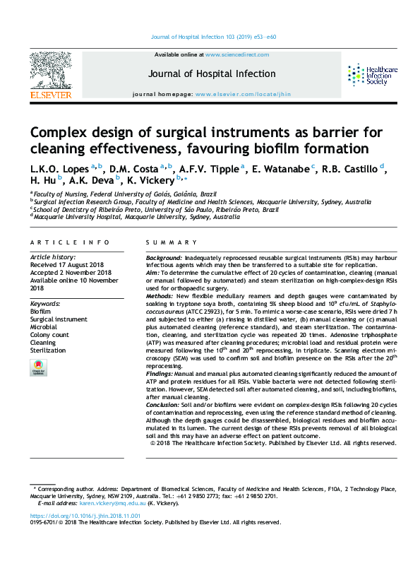 (PDF) Complex design of surgical instruments as barrier for cleaning ...
