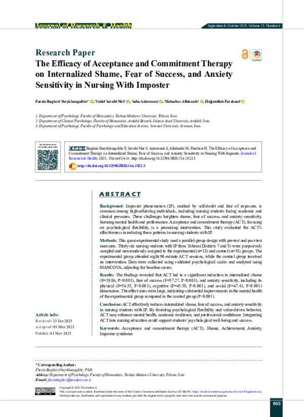 (PDF) The Efficacy of Acceptance and Commitment Therapy on Internalized ...