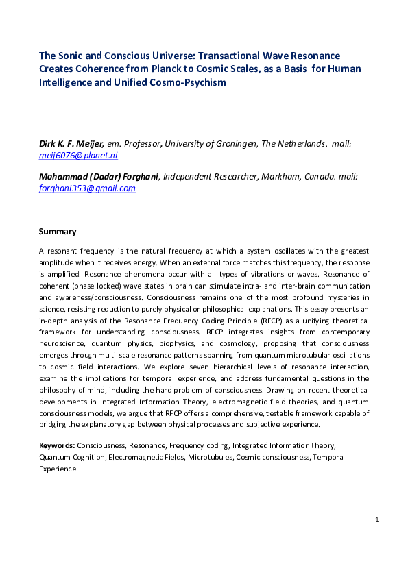 (PDF) The Sonic and Conscious Universe: Transactional Wave Resonance ...