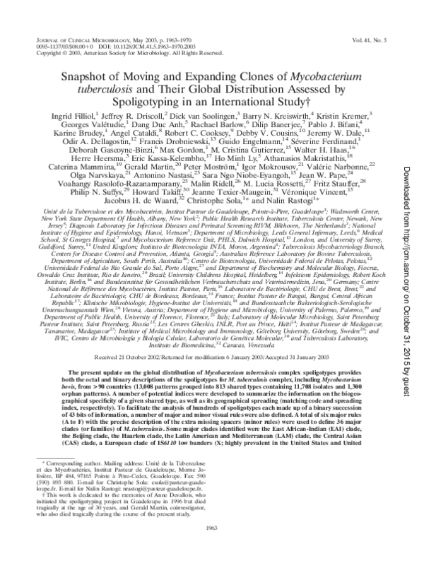 (PDF) Snapshot of Moving and Expanding Clones of Mycobacterium ...