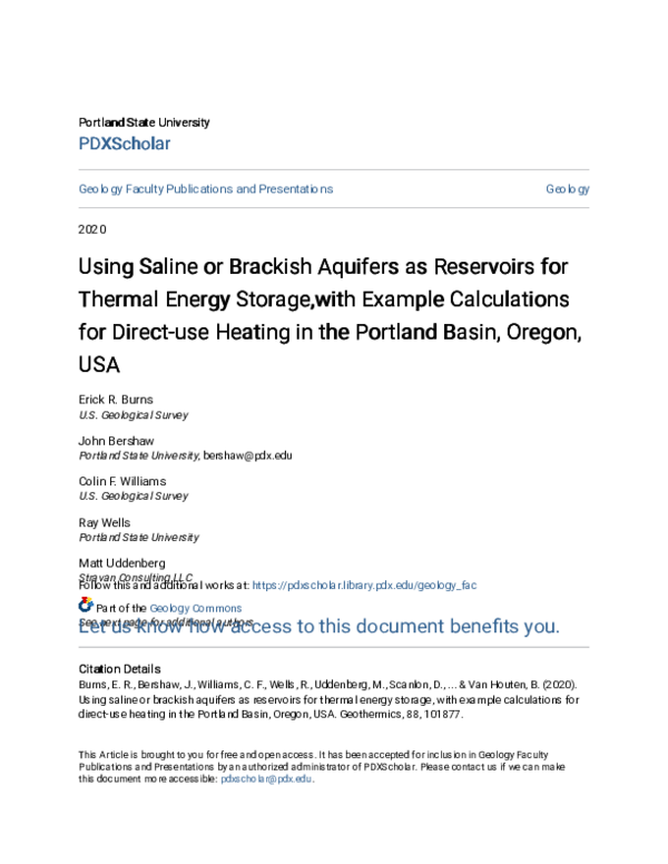 (PDF) Using saline or brackish aquifers as reservoirs for thermal ...