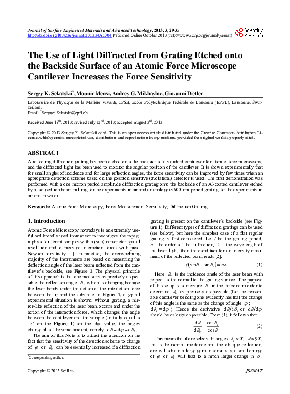 (PDF) The Use of Light Diffracted from Grating Etched onto the Backside Surface of an Atomic ...