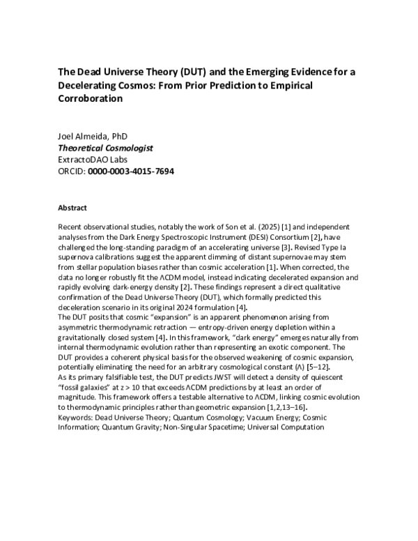 (PDF) The Dead Universe Theory (DUT) and the Emerging Evidence for a ...