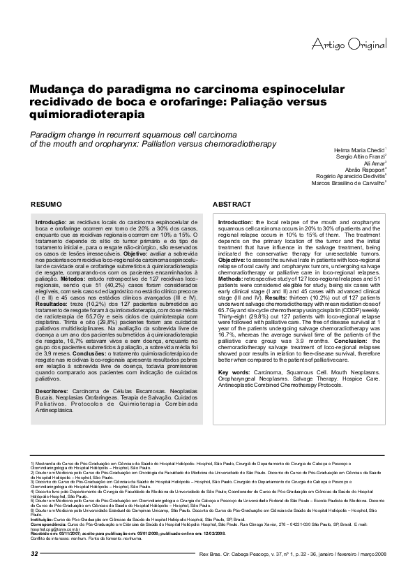 (PDF) Mudança do paradigma no carcinoma espinocelular recidivado de ...