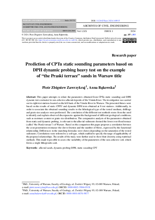 (PDF) Prediction of CPTu static sounding parameters based on DPH ...