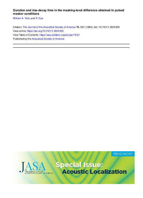 (PDF) Duration and rise‐decay time in the masking‐level difference ...