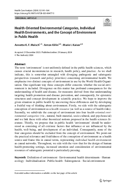 (PDF) Health-Oriented Environmental Categories, Individual Health ...