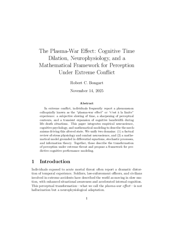 (PDF) The Plasma-War Effect: Cognitive Time Dilation, Neurophysiology ...