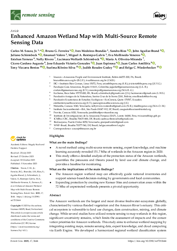 (PDF) Enhanced Amazon Wetland Map with Multi-Source Remote Sensing Data