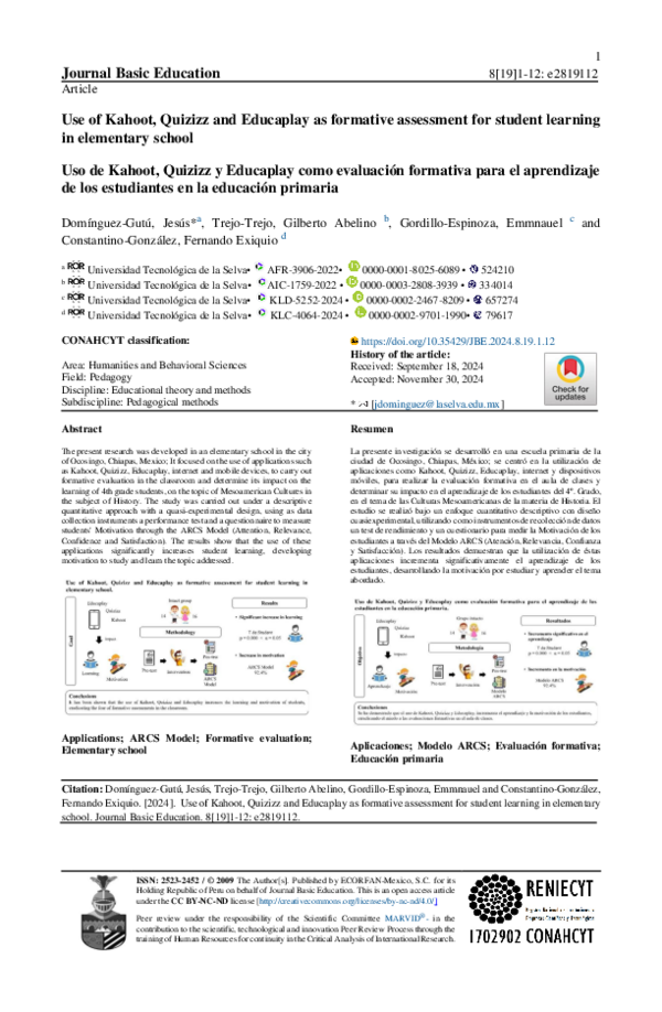 (PDF) Use of Kahoot, Quizizz and Educaplay as formative assessment for ...