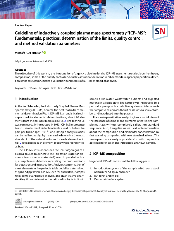 (PDF) Guideline of inductively coupled plasma mass spectrometry “ICP–MS ...