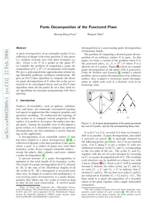 (PDF) Pants Decomposition of the Punctured Plane