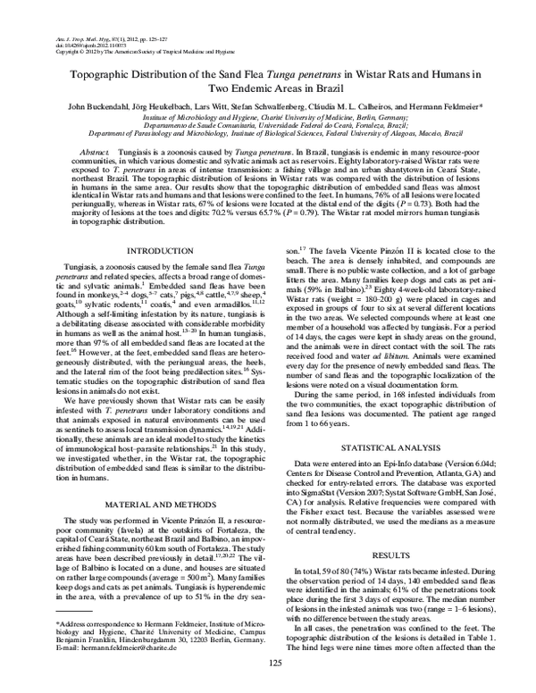 (PDF) Topographic Distribution of the Sand Flea Tunga penetrans in ...