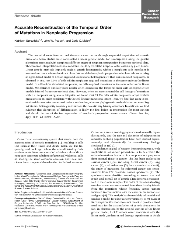(PDF) Accurate Reconstruction of the Temporal Order of Mutations in ...