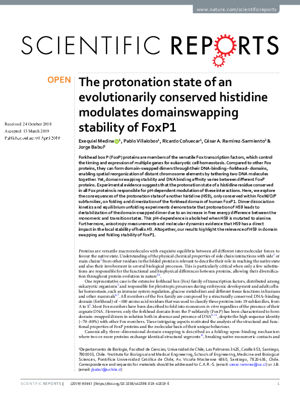 (PDF) The protonation state of an evolutionarily conserved histidine ...