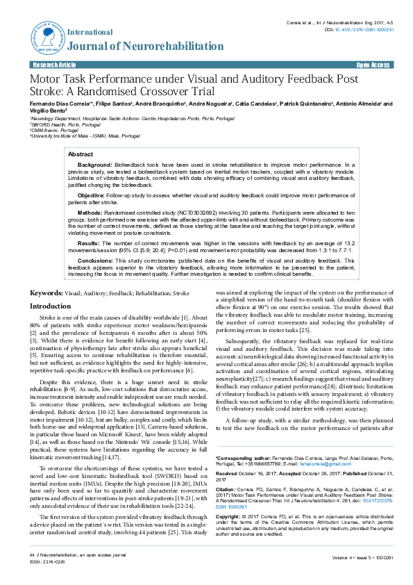 (PDF) Motor Task Performance under Visual and Auditory Feedback Post ...
