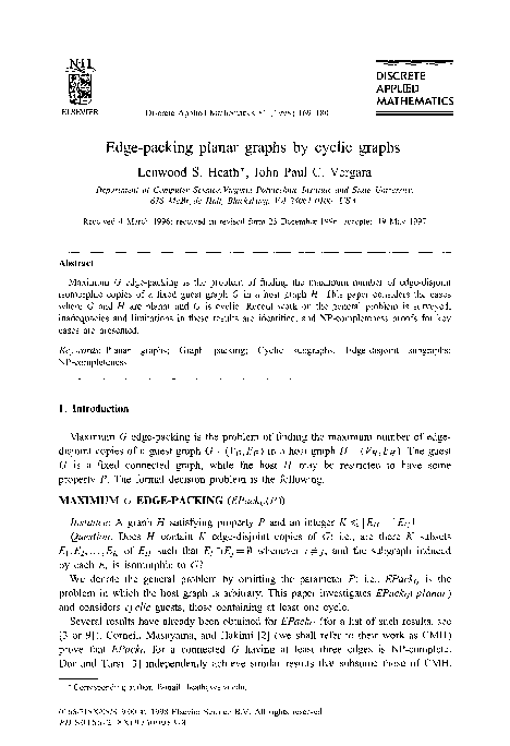(PDF) Edge-packing planar graphs by cyclic graphs