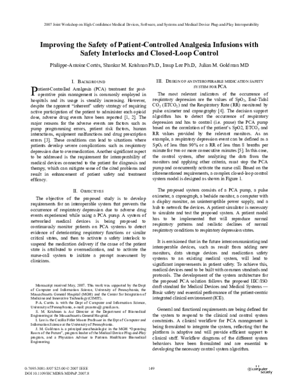 (PDF) Improving the Safety of Patient-Controlled Analgesia Infusions ...