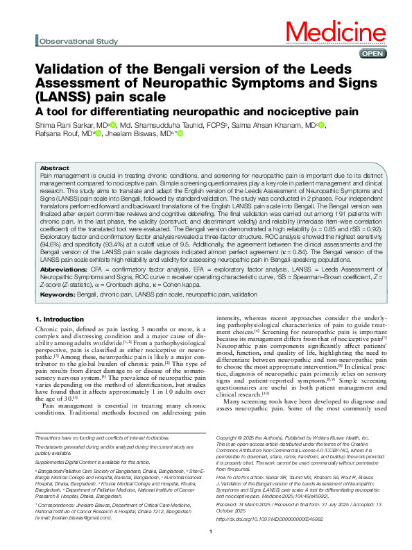 (PDF) Validation of the Bengali version of the Leeds Assessment of ...
