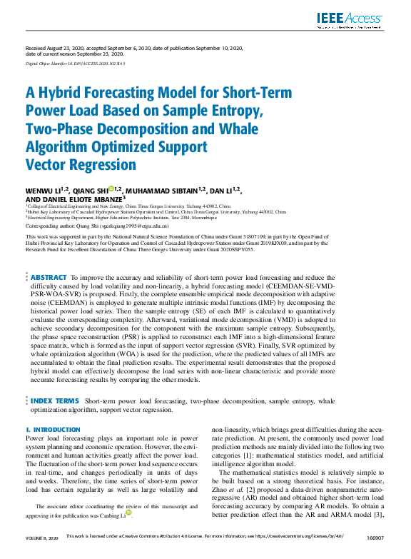 (PDF) A Hybrid Forecasting Model for Short-Term Power Load Based on Sample Entropy, Two-Phase ...